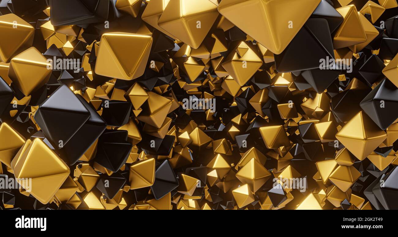 Gold and black geometric shapes, octahedron. For logo and title ...