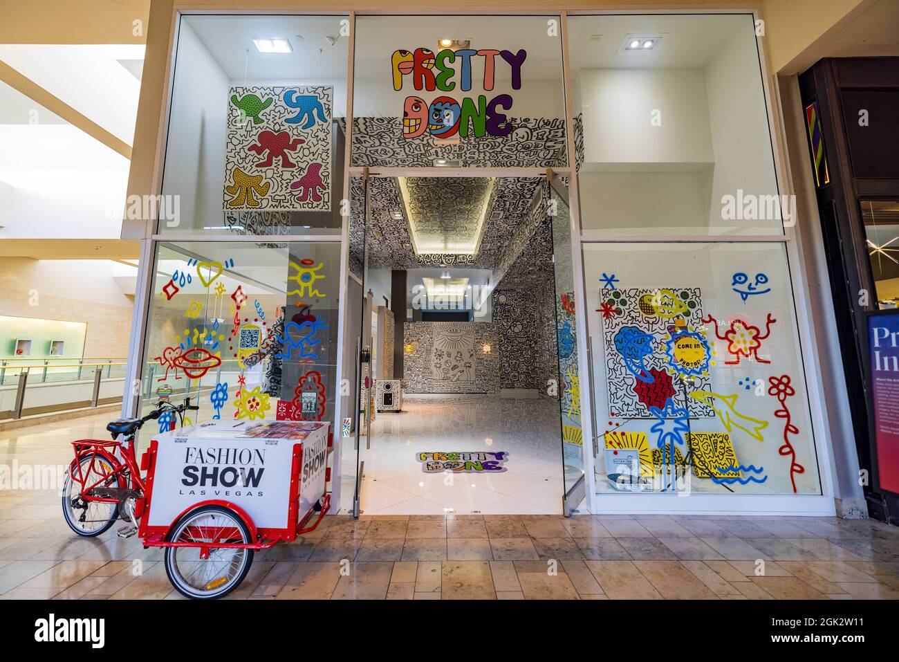 Las Vegas, SEP 1, 2021 - Pretty Done art show display in the Fashion ...