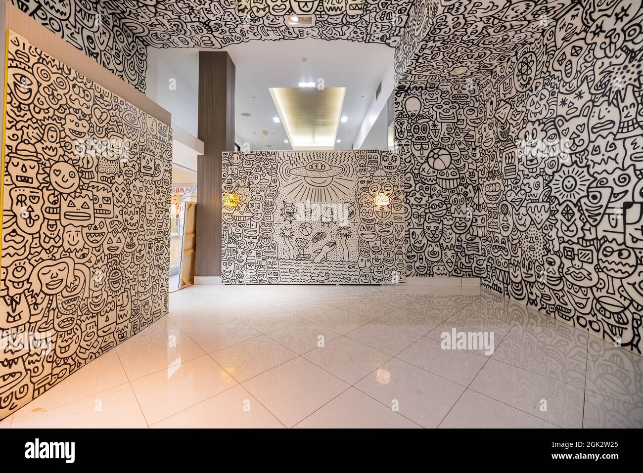 Las Vegas, SEP 1, 2021 - Pretty Done art show display in the Fashion ...