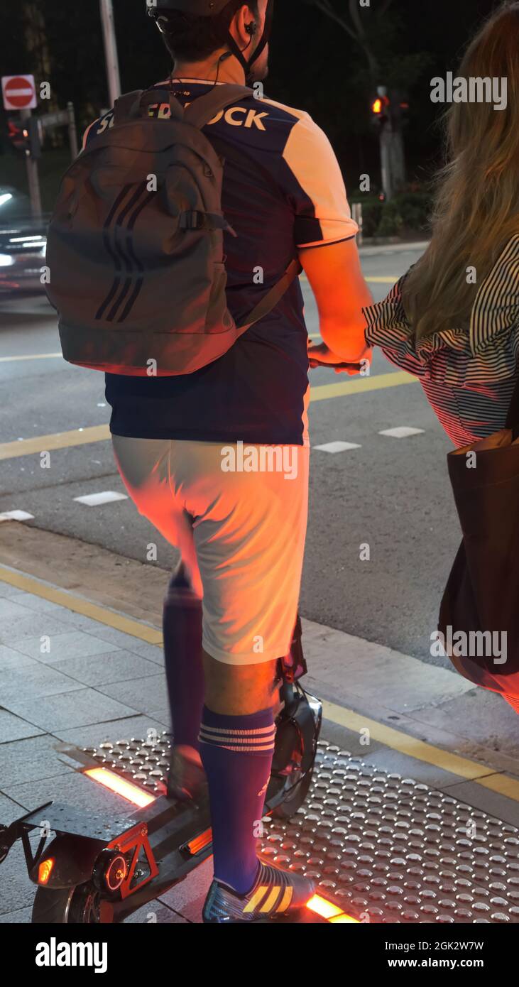 Pedestrian Red Light Line on Orchard Road Singapore at Night Stock ...