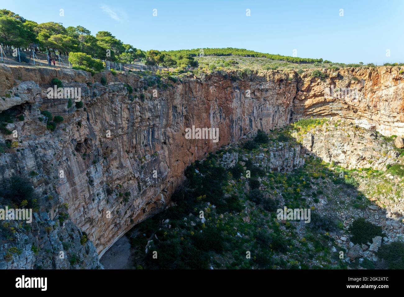 A large ground depression called Chaos, near Lavrio, in Attica, Greece ...