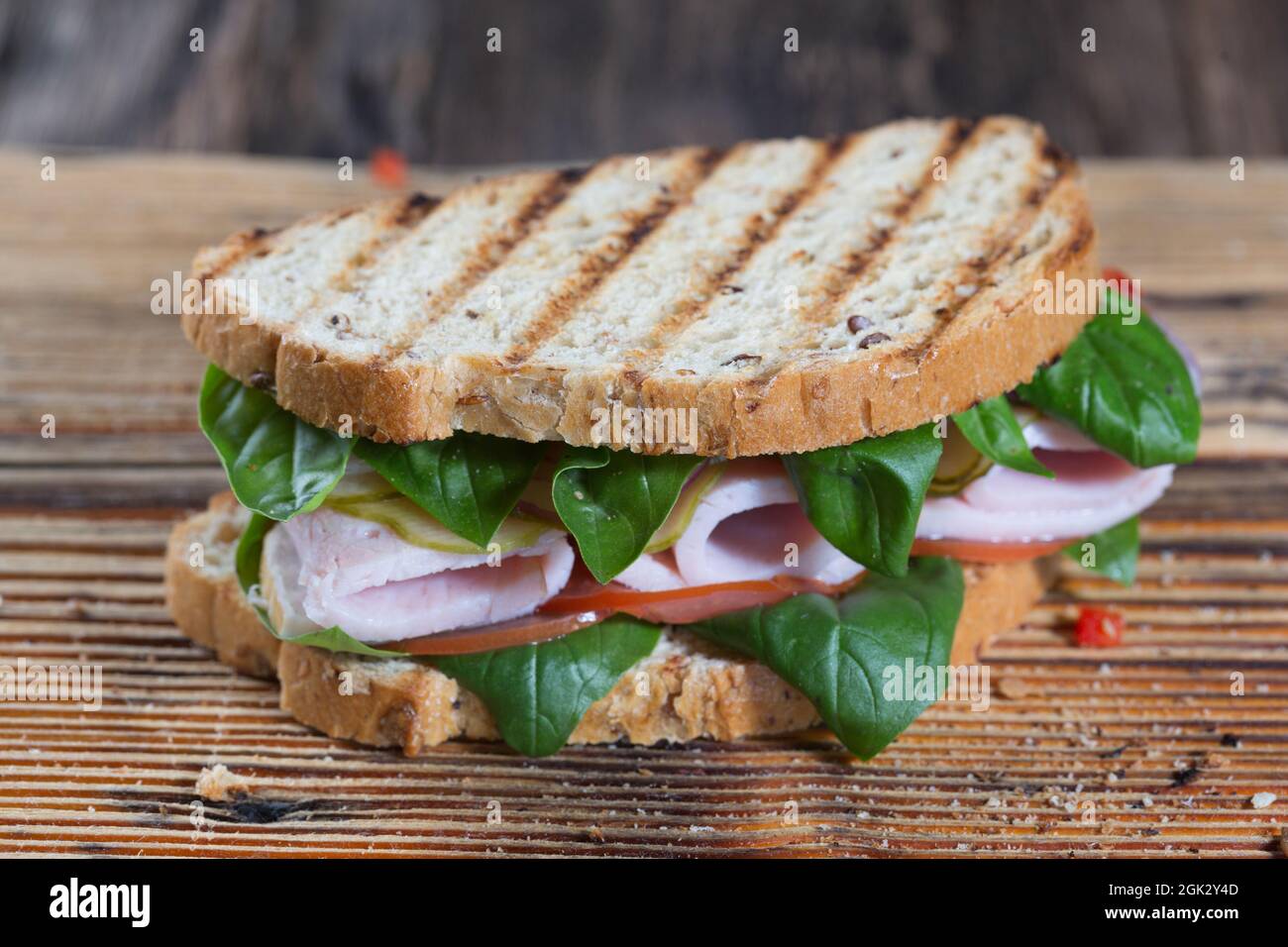 European fast food sandwich with meat and vegetables, quick snack Stock ...