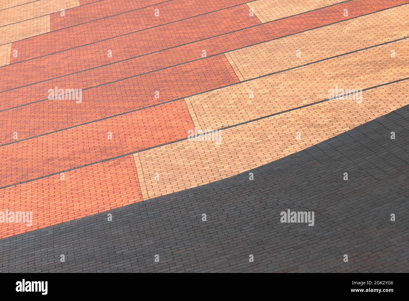 Stone stairs with colorful cobblestone pattern, top view. Abstract ...