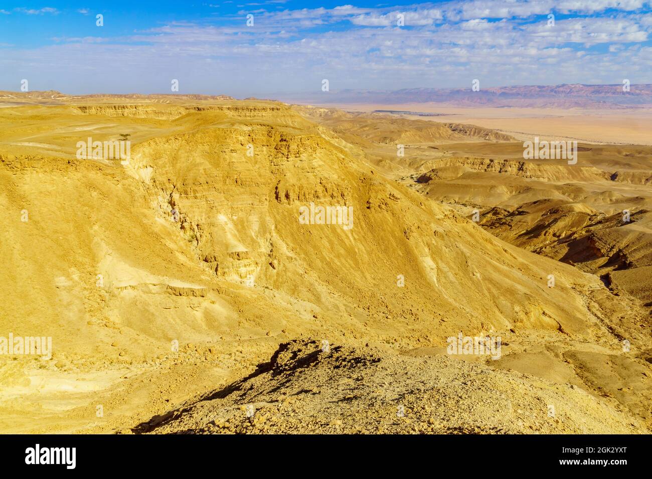 Landscape of the Arava desert from mount Ayit lookout. Southern Israel ...