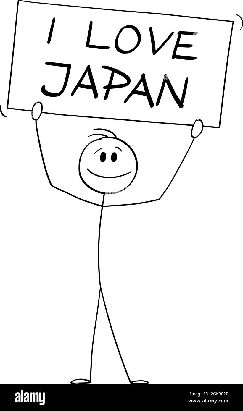 Person Holding I love Japan Sign , Vector Cartoon Stick Figure ...