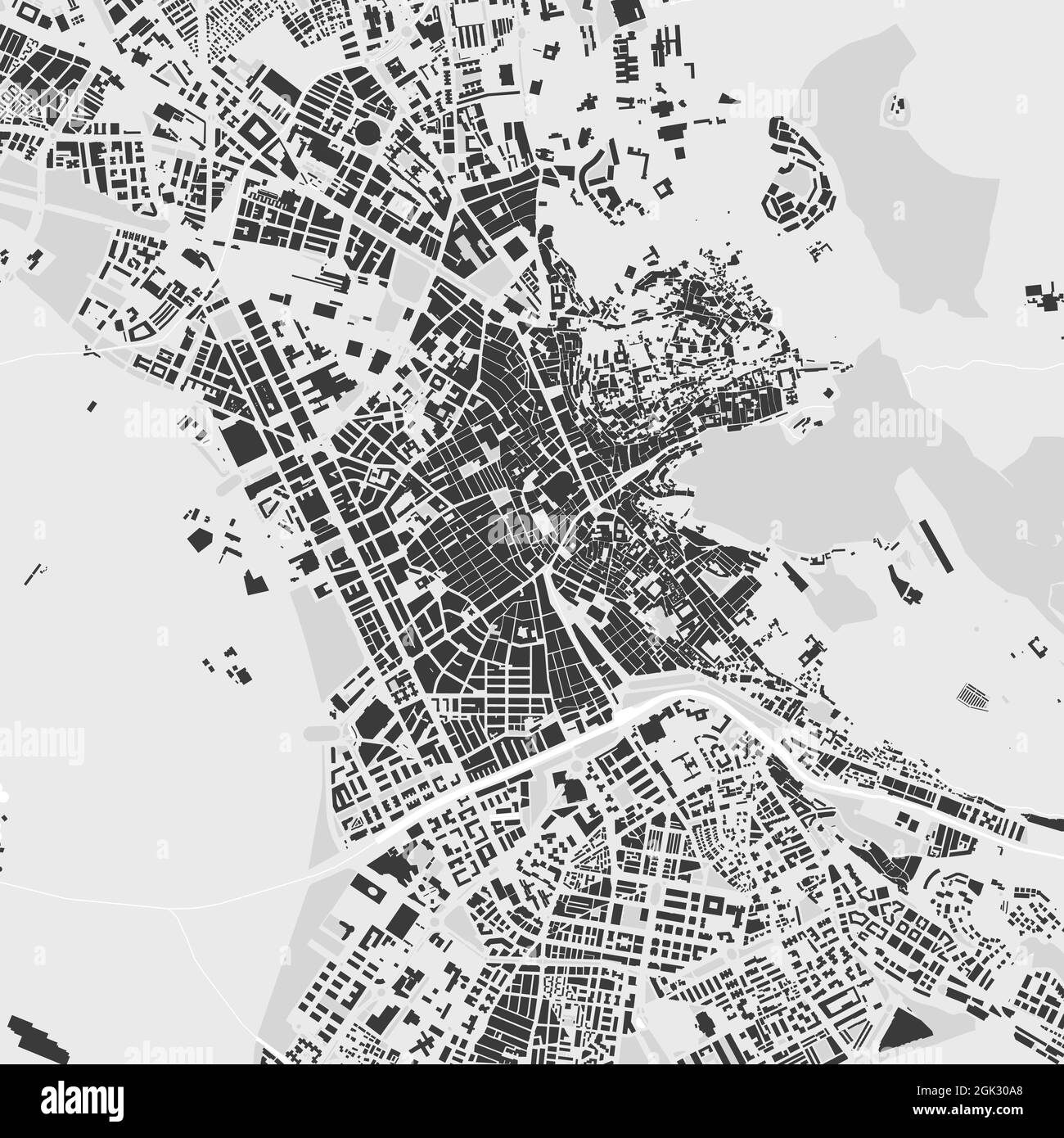 Urban city map of Granada. Vector illustration, Granada map grayscale ...