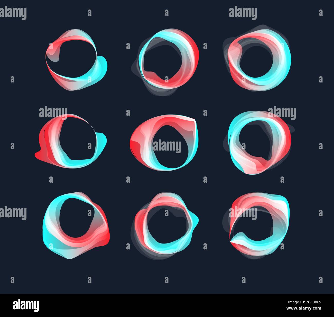Wavy round abstract liquid vector logo concept set. Headline poster ...