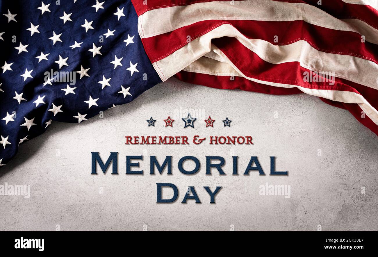 Happy memorial day concept made from american flag with the text on dark stone background Stock ...