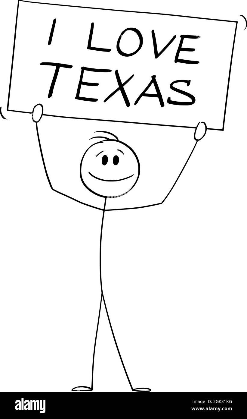 Person Holding I love Texas Sign , Vector Cartoon Stick Figure ...