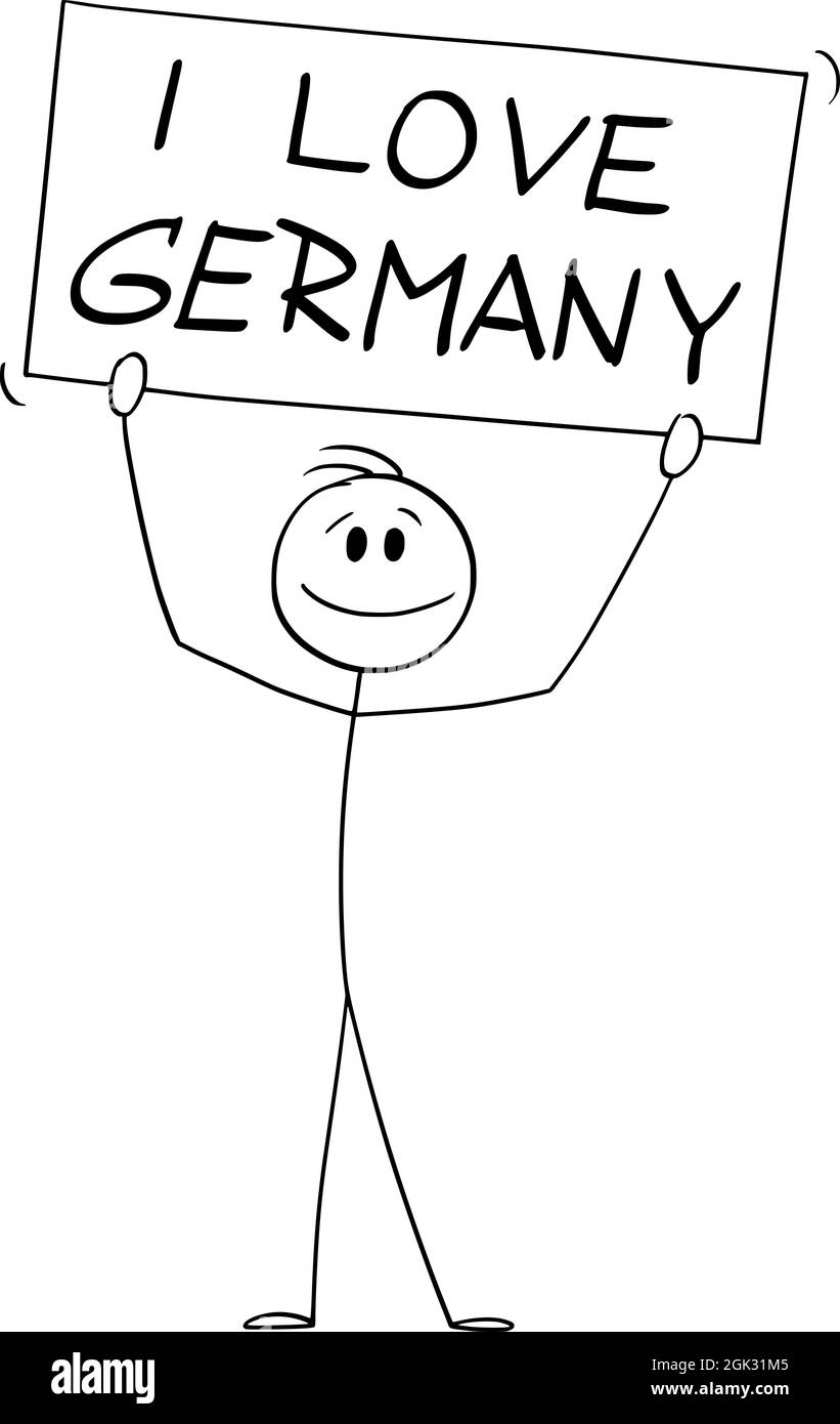 Person Holding I love Germany Sign , Vector Cartoon Stick Figure ...