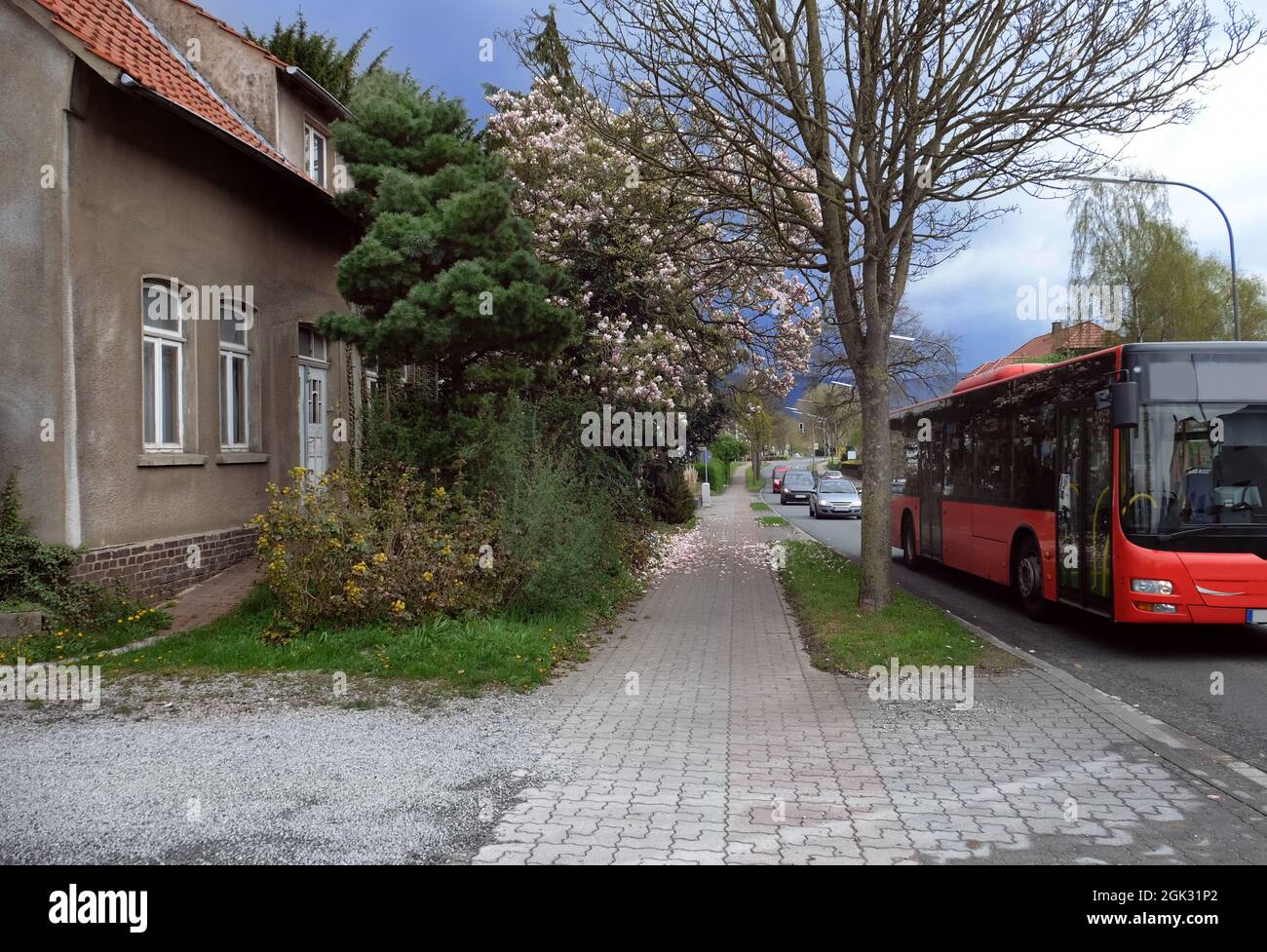 Beautiful street in silent suburb of European town Stock Photo - Alamy