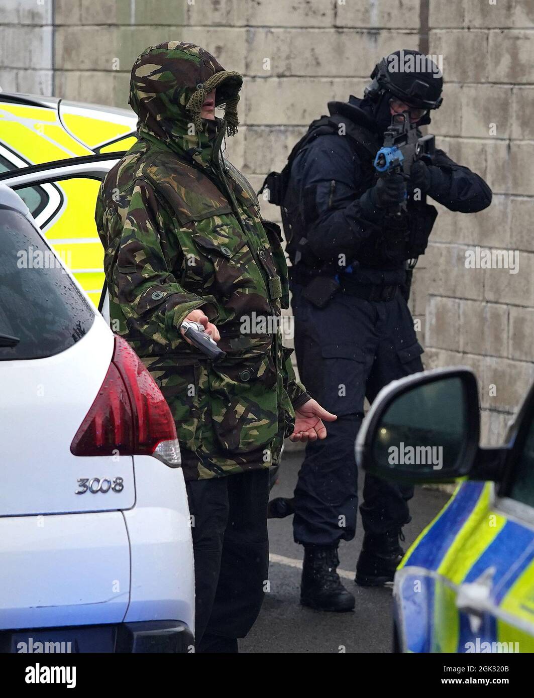 Police Scotland officers take part in a role-play exercise involving an ...