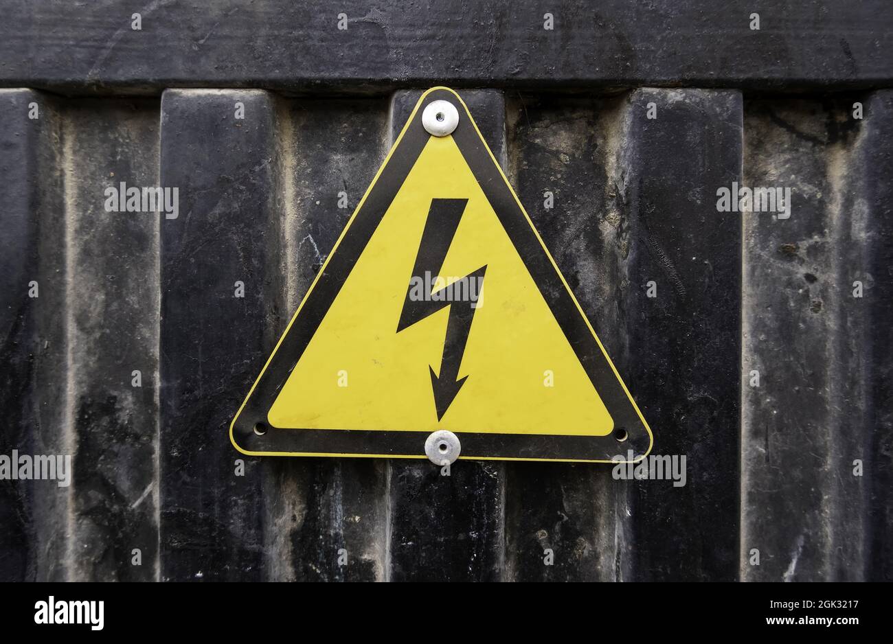 Danger information sign detail for electricity, safety Stock Photo - Alamy