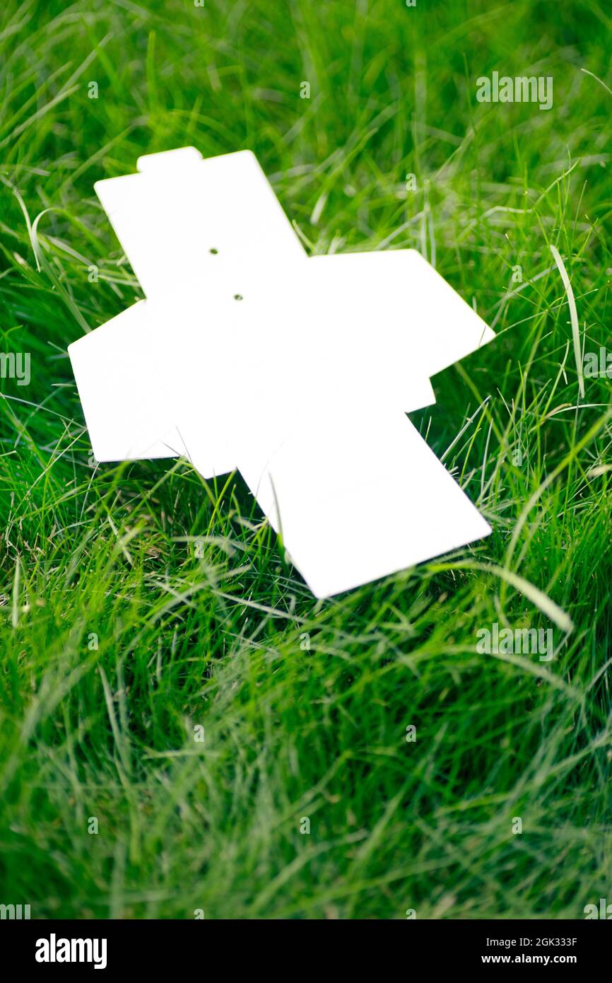 mock-up template white unfolded box for textile accessories with place ...