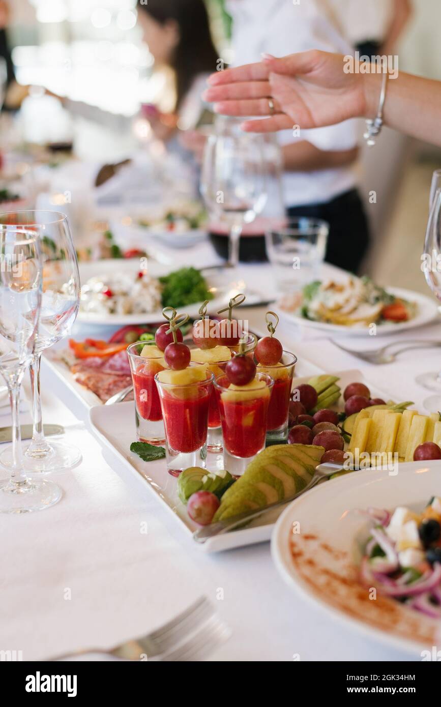 Table full different snacks hi-res stock photography and images - Alamy