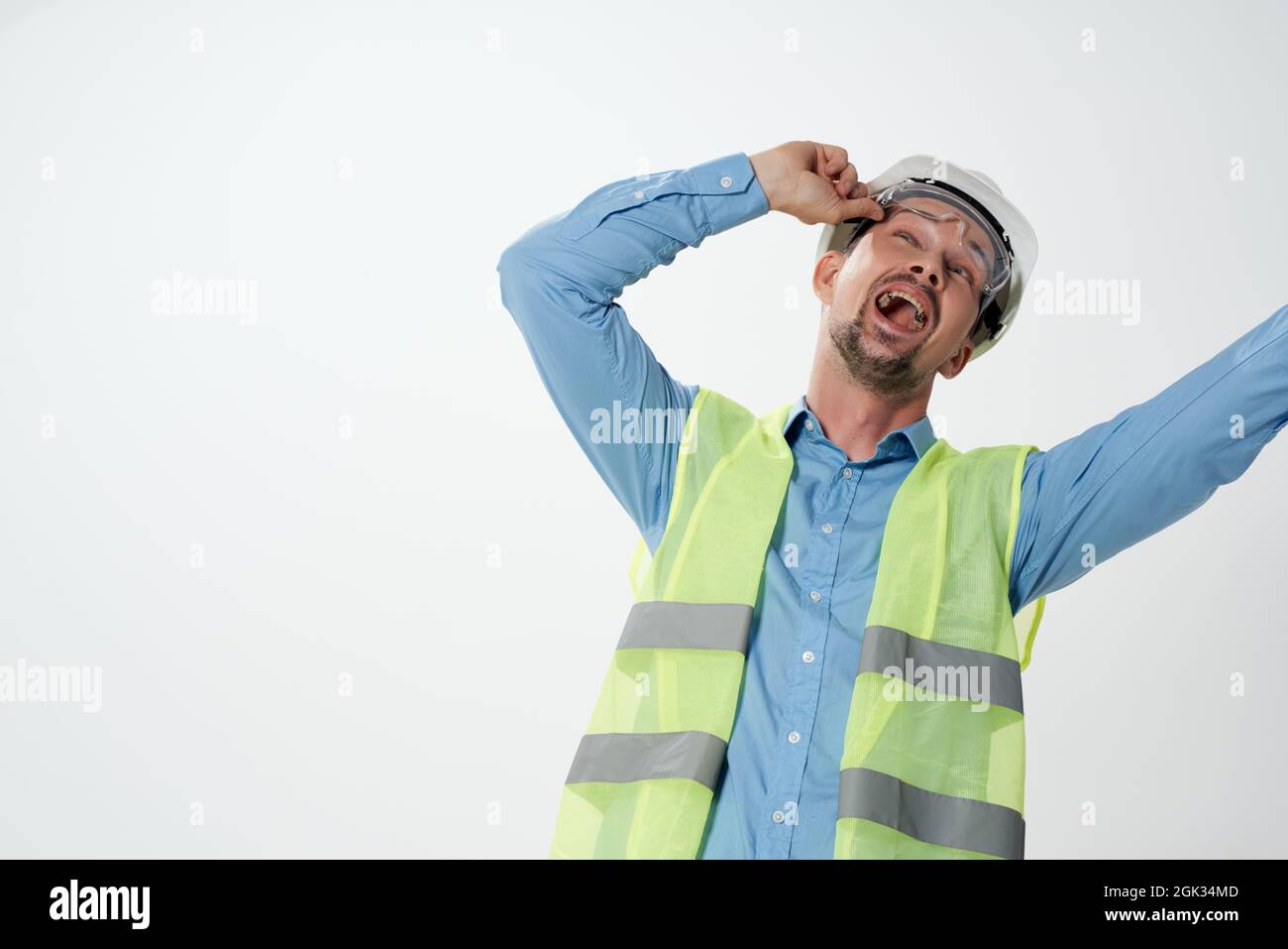 man reflective vest Professional Job light background Stock Photo - Alamy
