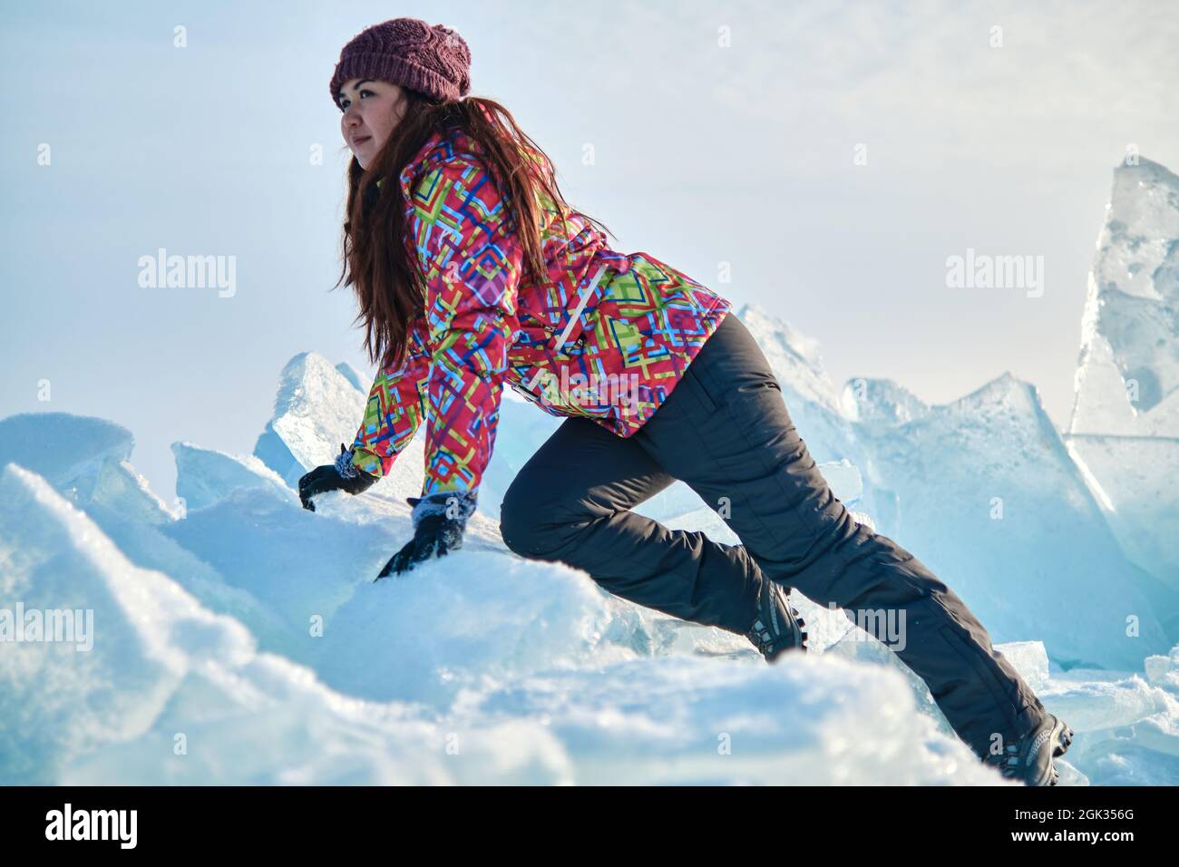 Woman frozen in ice block hi-res stock photography and images - Alamy