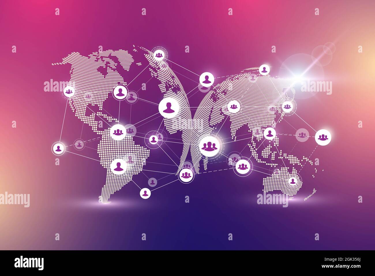 World map point with global technology networking concept. Digital data ...
