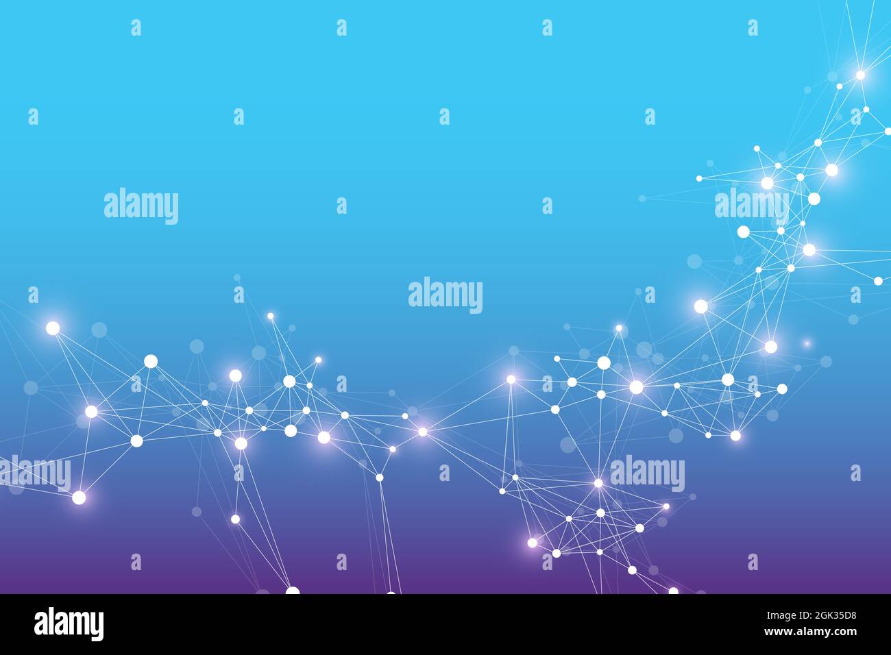 Technology abstract background with connected line and dots. Big data visualization. Artificial ...