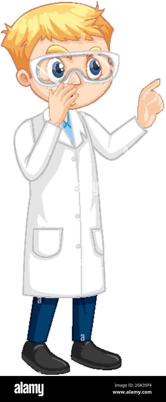 A boy cartoon character wearing laboratory coat illustration Stock ...