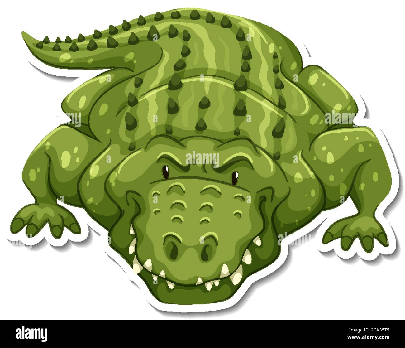 A sticker template of crocodile cartoon character illustration Stock ...