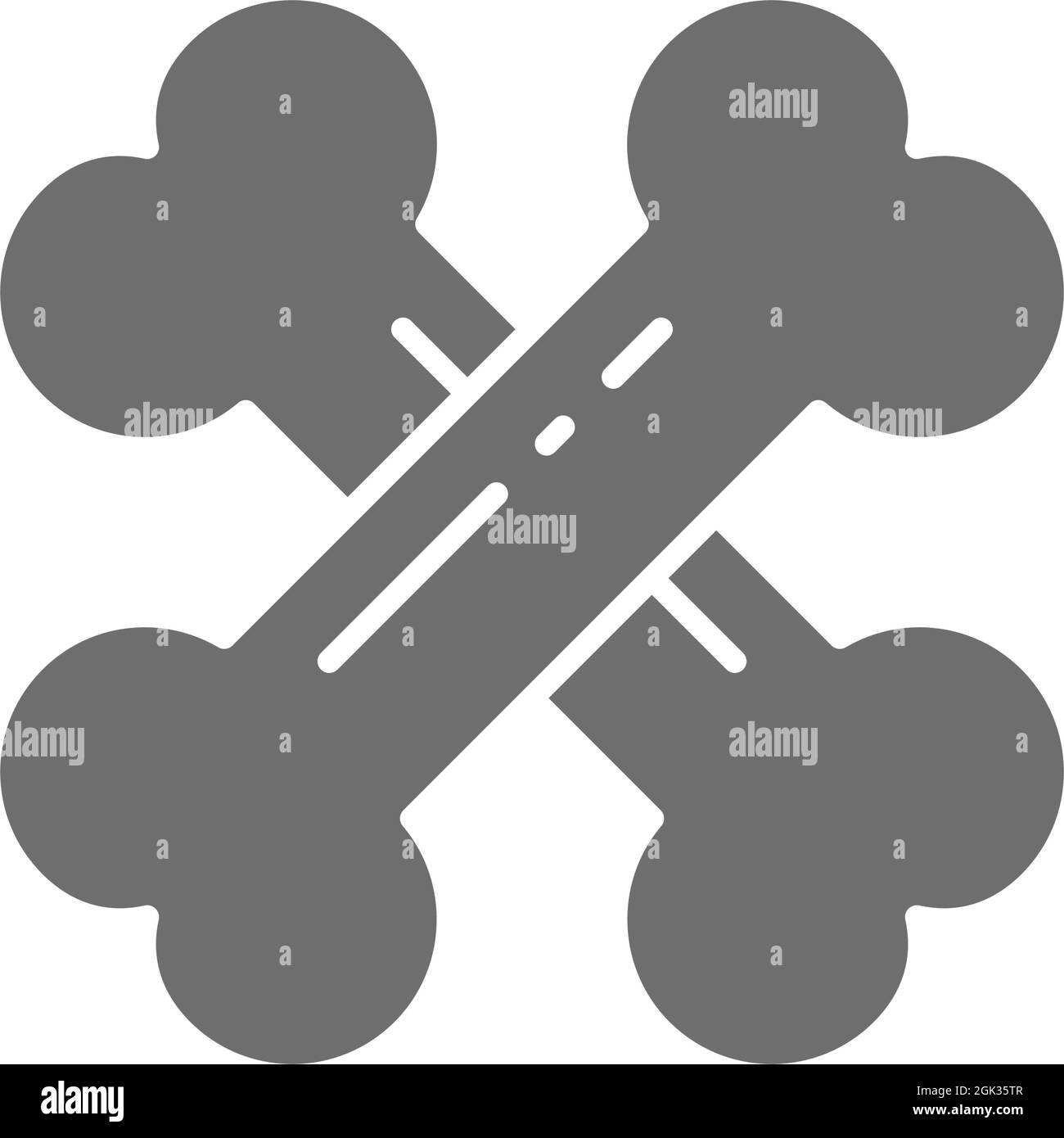 Crossed bones grey icon. Isolated on white background Stock Vector ...
