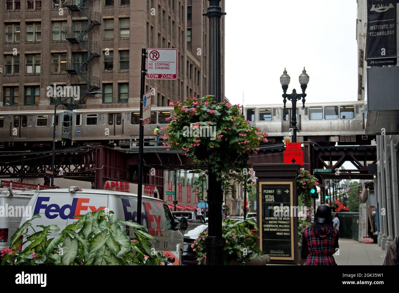 Street scene with elevated train, Chicago, Illinois, USA Stock Photo ...