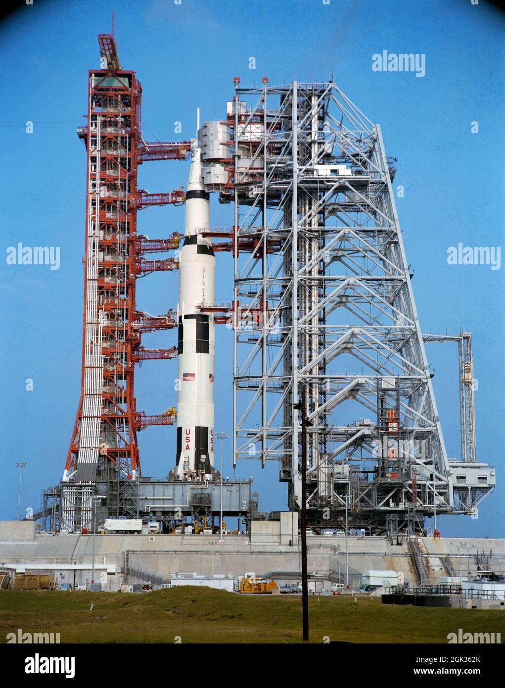 (29 March 1972) --- A ground-level view of Pad A, Launch Complex 39, Kennedy Space Center (KSC ...