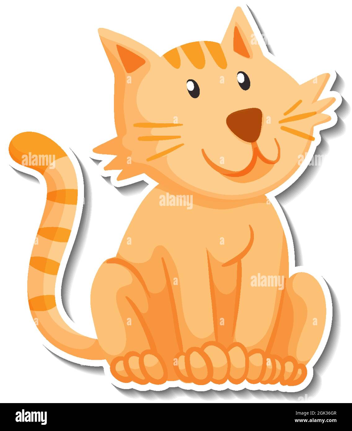A sticker template of cat cartoon character illustration Stock Vector ...