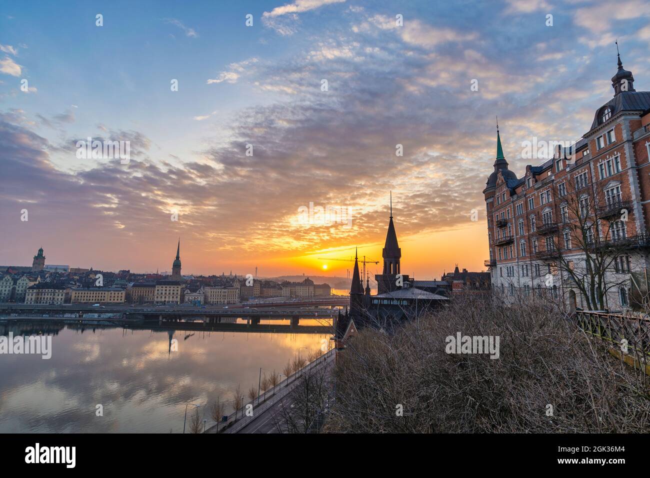 Stockholm Sweden, sunrise city skyline at Gamla Stan and Slussen Stock ...