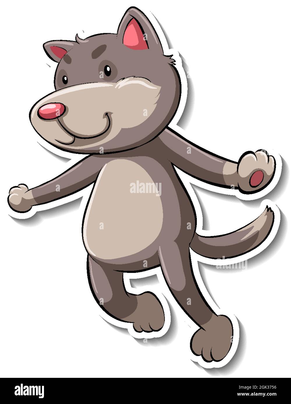 A sticker template of cat cartoon character illustration Stock Vector ...