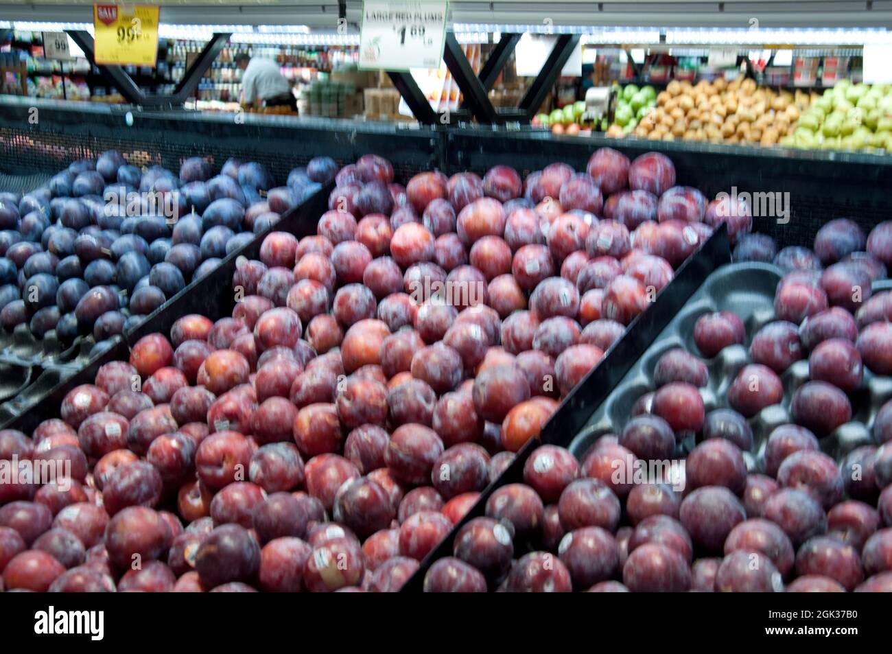 Plums, Fruit and Vegetable Section, Supermarket, Chicago, Illinois, USA ...