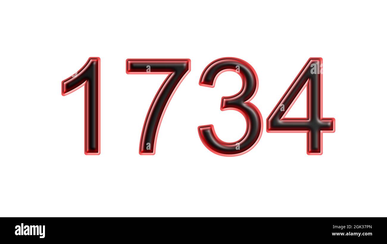 red 1734 number 3d effect white background Stock Photo - Alamy