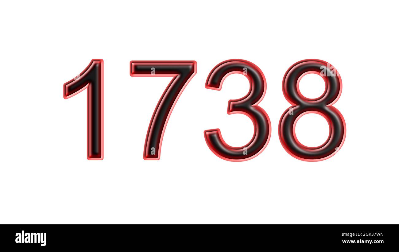 red 1738 number 3d effect white background Stock Photo - Alamy