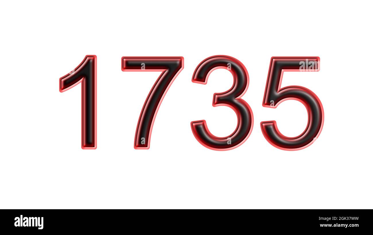 red 1735 number 3d effect white background Stock Photo - Alamy