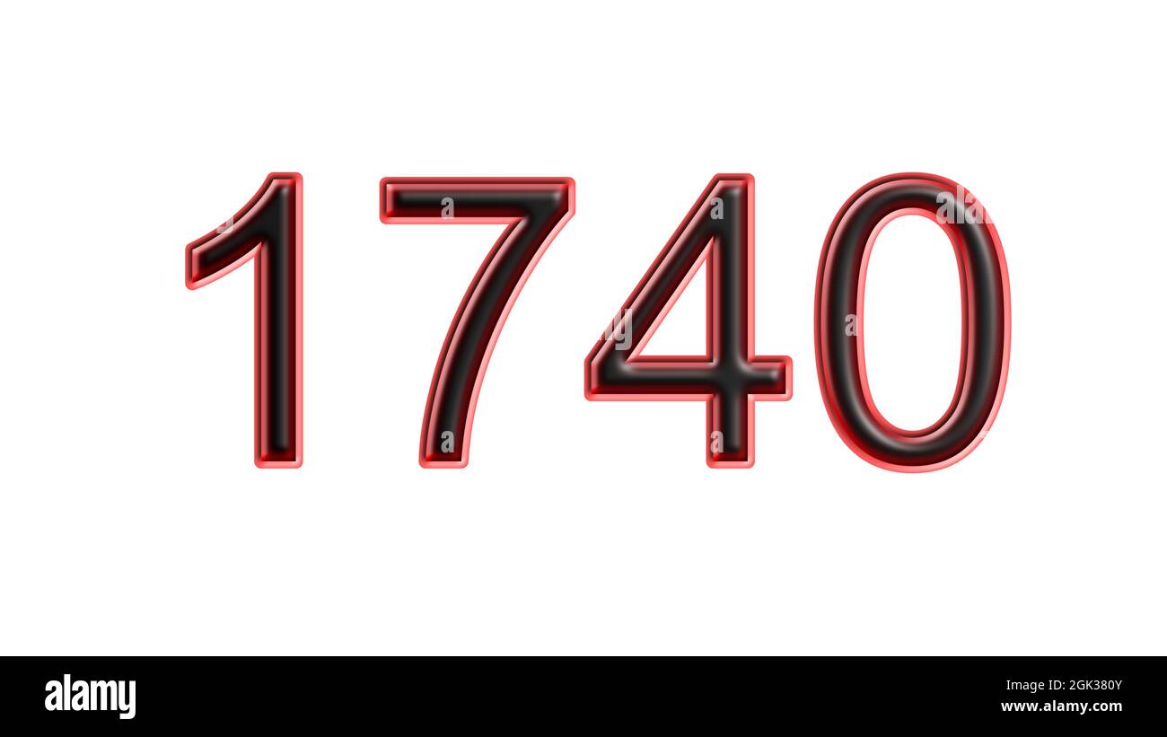 red 1740 number 3d effect white background Stock Photo - Alamy