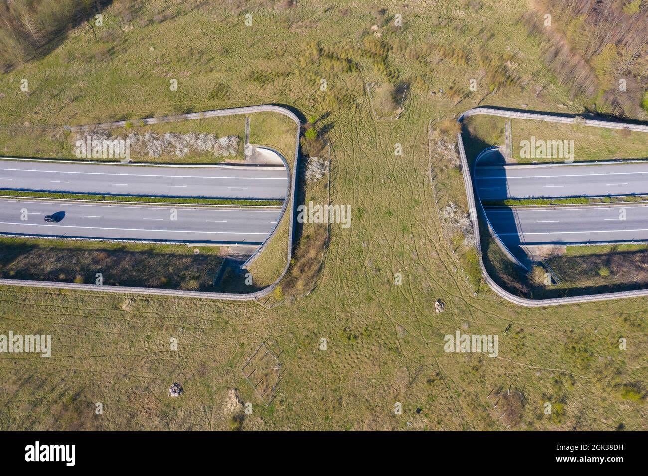 Wildlife crossing, animal bridge spanning a highway. Germany Stock ...