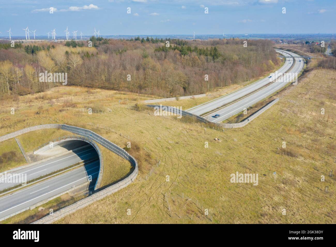 Wildlife crossing, animal bridge spanning a highway. Germany Stock ...