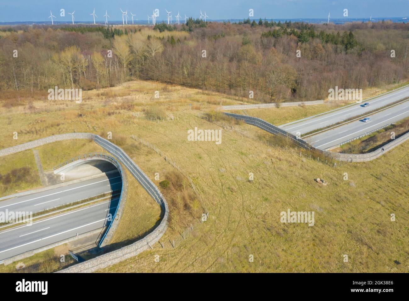 Wildlife crossing, animal bridge spanning a highway. Germany Stock ...