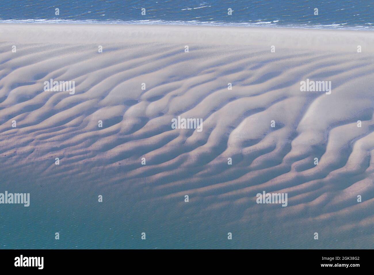 Ripple marks in tidal mudflats seen from the air. Wadden Sea National ...