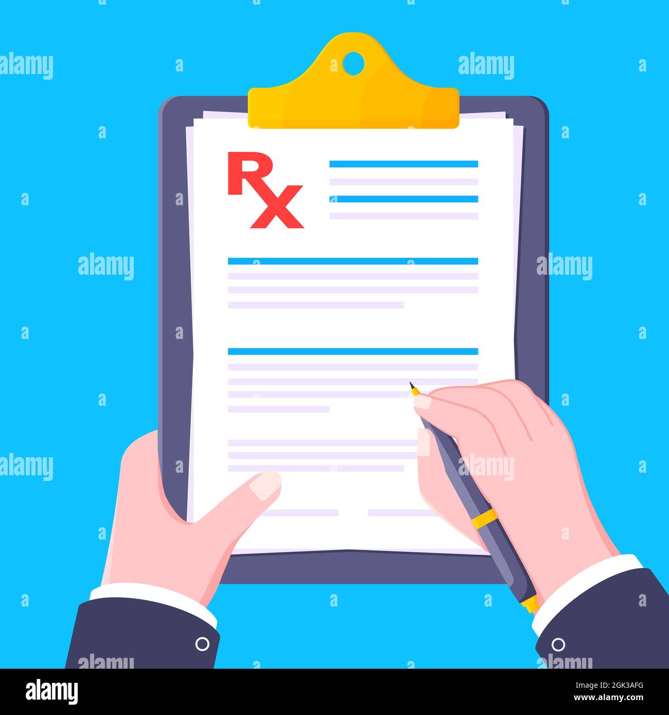 Medical rx form prescription on paper sheet flat style design vector ...
