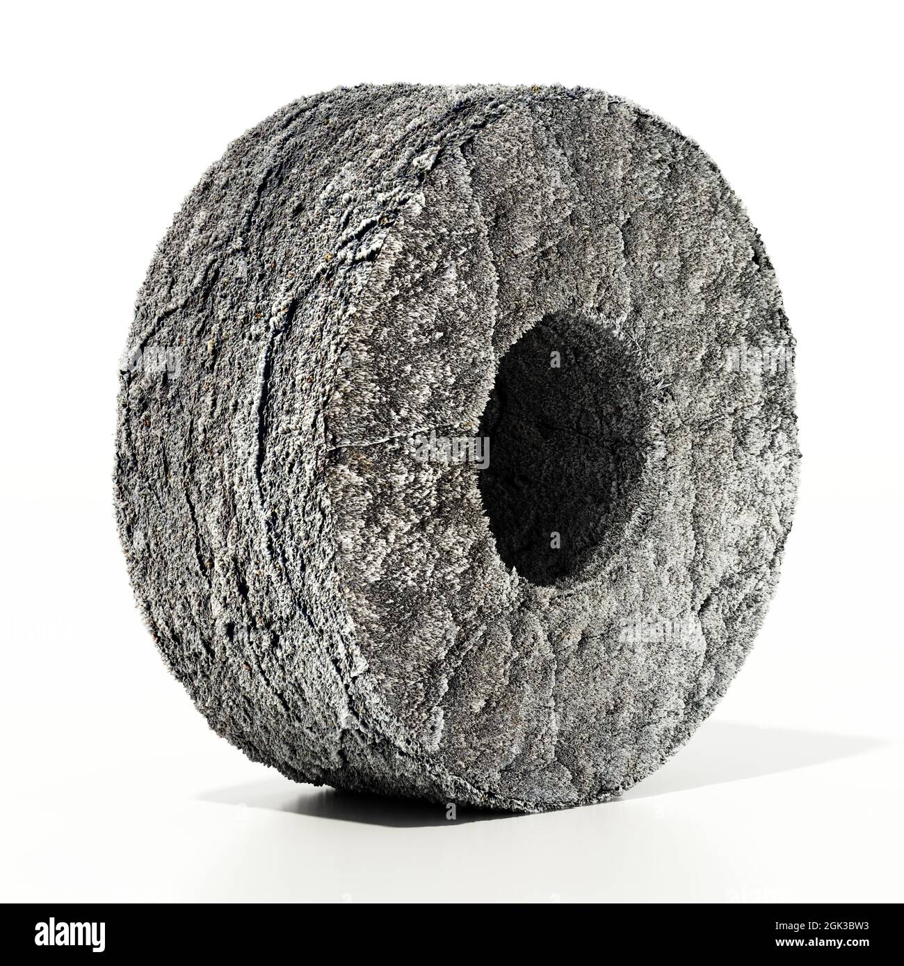 Stone wheel isolated on white background. 3D illustration Stock Photo ...