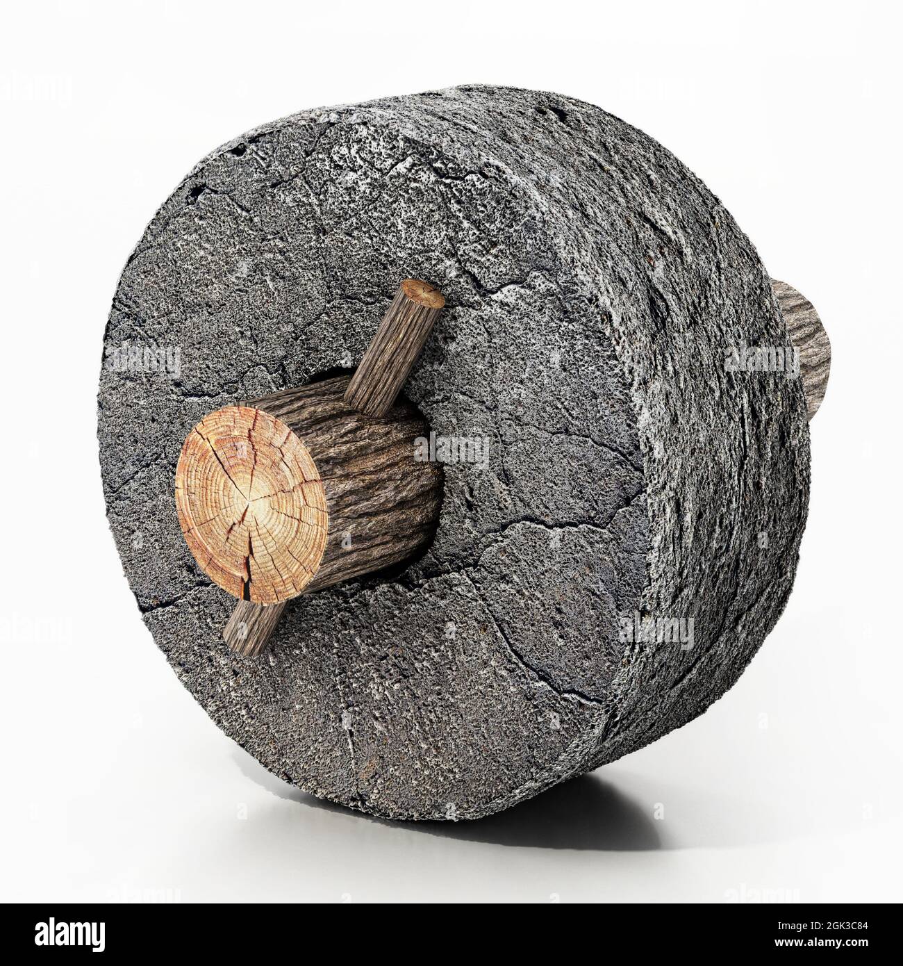 Stone wheel isolated on white background. 3D illustration Stock Photo ...