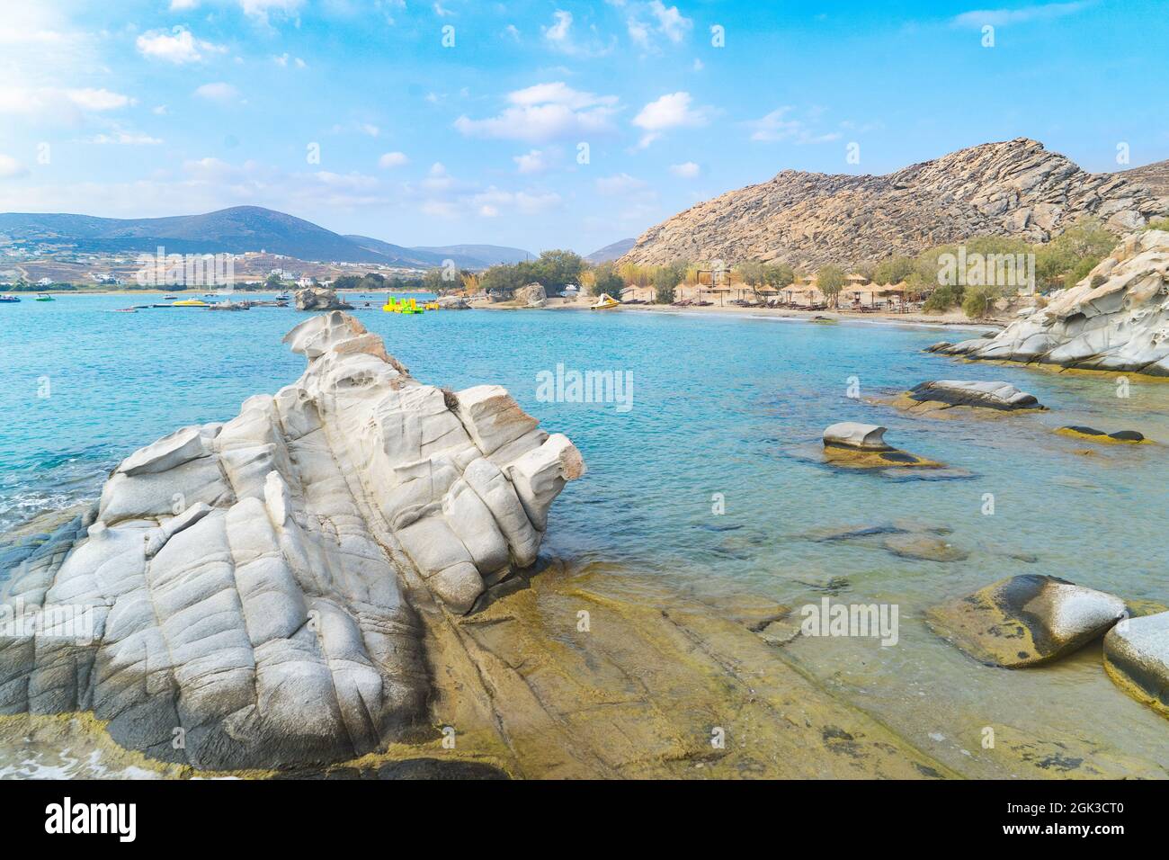 Romantic beach at greek island Stock Photo - Alamy