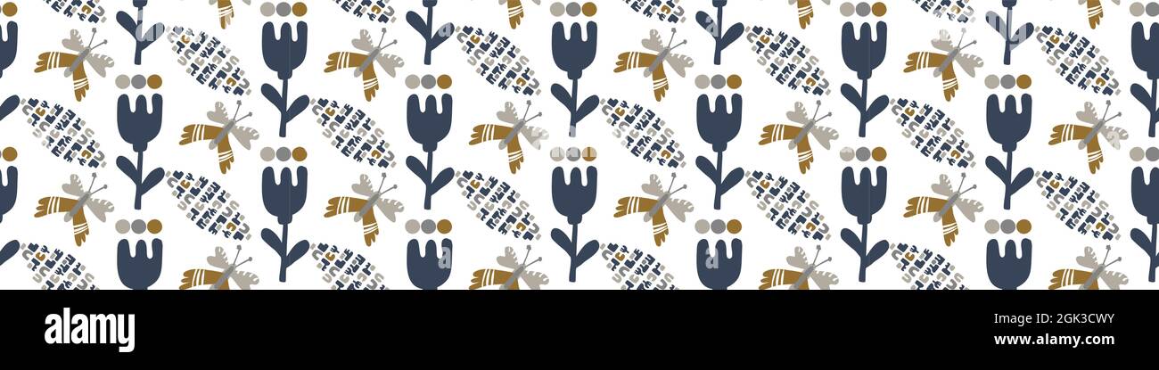 Masculine floral seamless pattern. Classic retro flower motif shape for ...
