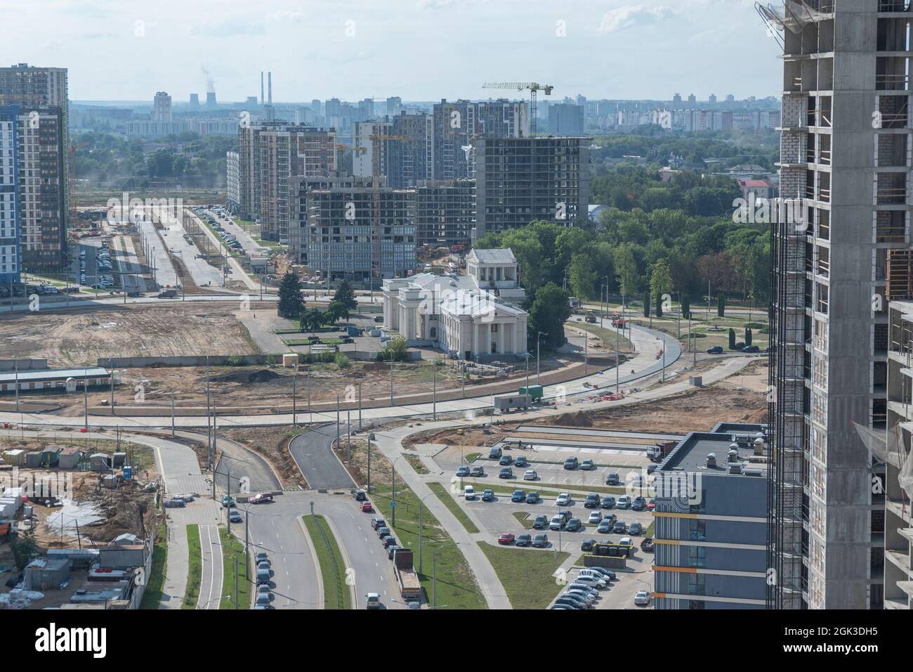 construction of a house in a new district of Minsk. Belarus Stock Photo ...