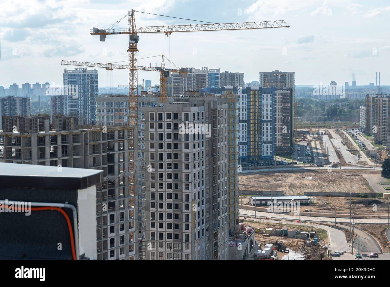 construction of a house in a new district of Minsk. Belarus Stock Photo ...