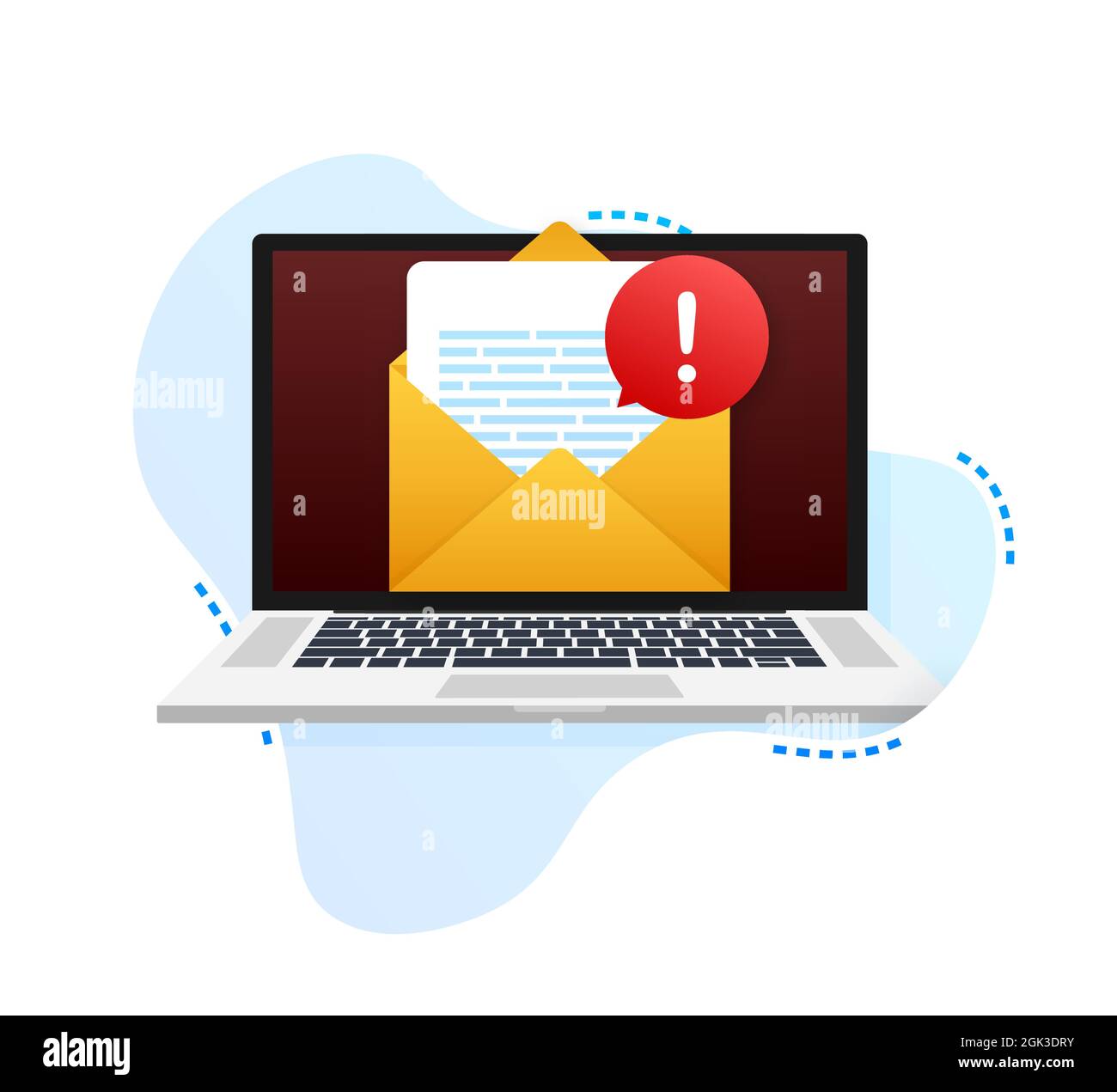 Alert message laptop notification. Danger error alerts, laptop virus ...