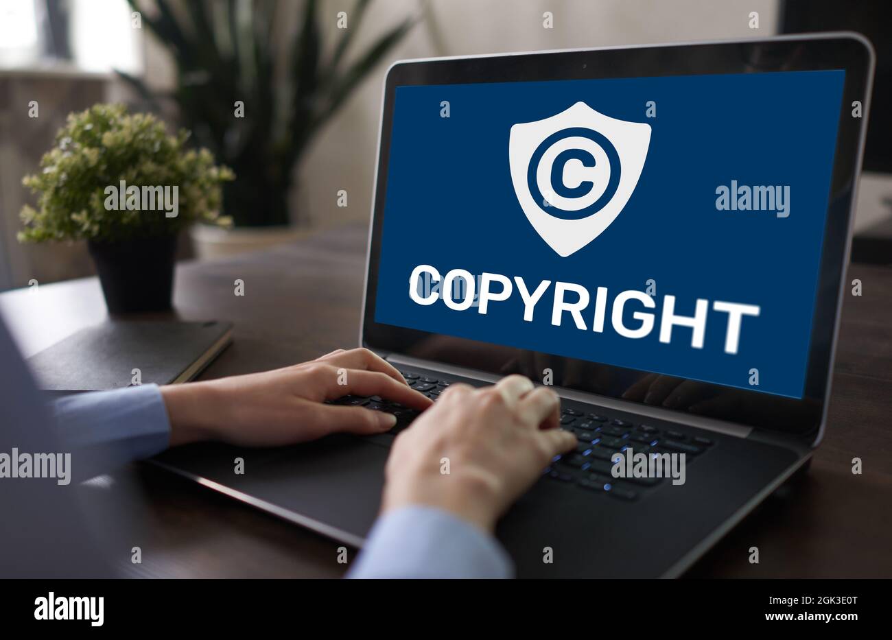 Copyright icon on screen. Patent Law and Intellectual Property ...