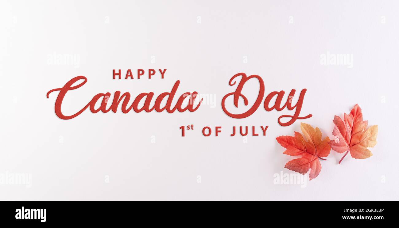 Happy Canada Day; sign and symbol concept made from red silk maple ...